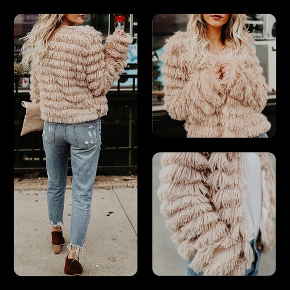 Jackets & Coats | 35 Boho Shaggy Faux Fur Openfront Longsleeve Tan Coatsize M | Poshmark